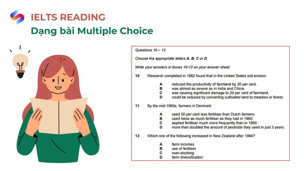 IELTS Reading: Chi tiết dạng bài Multiple Choice
